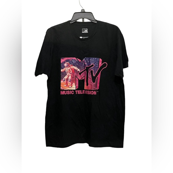 MTV | Shirts | Mtv Viacom International Moon Man Logo Black Unisex ...